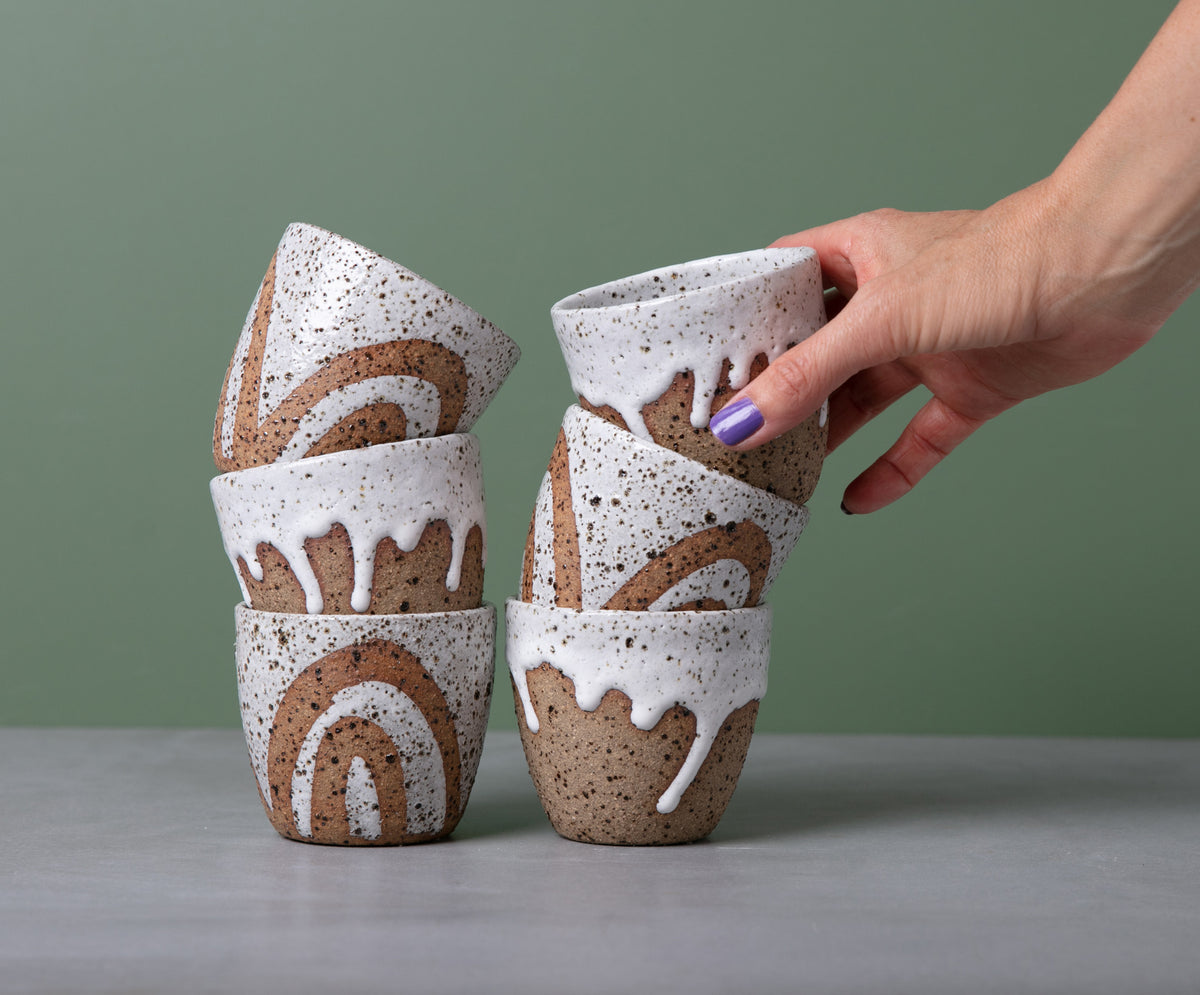 RAINBOW CUP - HANDLESS - SPECKLED CLAY - SMALL – Liquorice Moon Studios